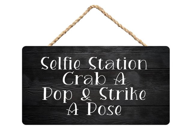 Funny Door Signs Selfie Station Ciab A Pop & Strike A Pose Wood Plaque ...