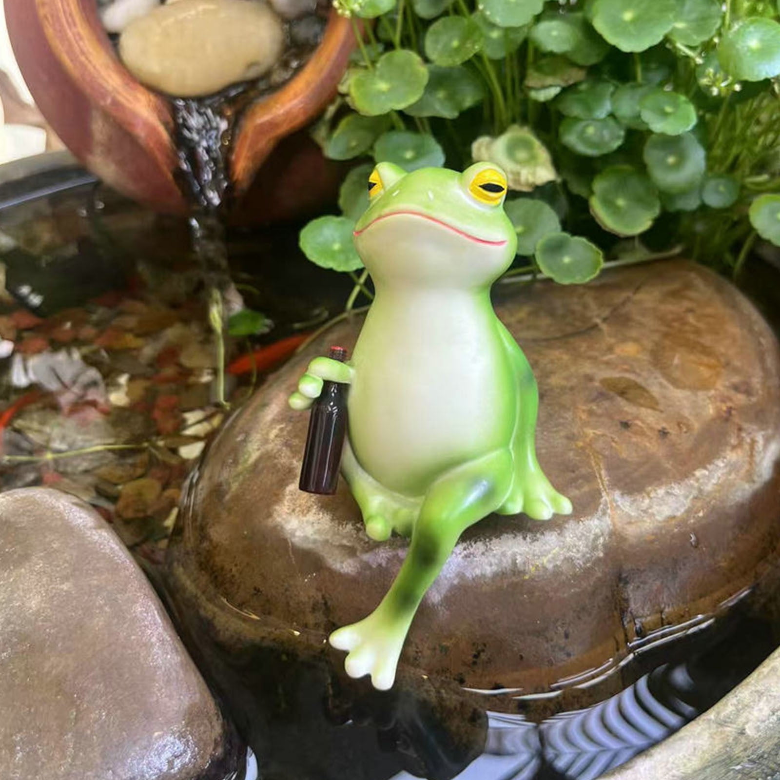 Funny Drinking Frog Flower Pot Hugger Figurines for Planters Funny ...