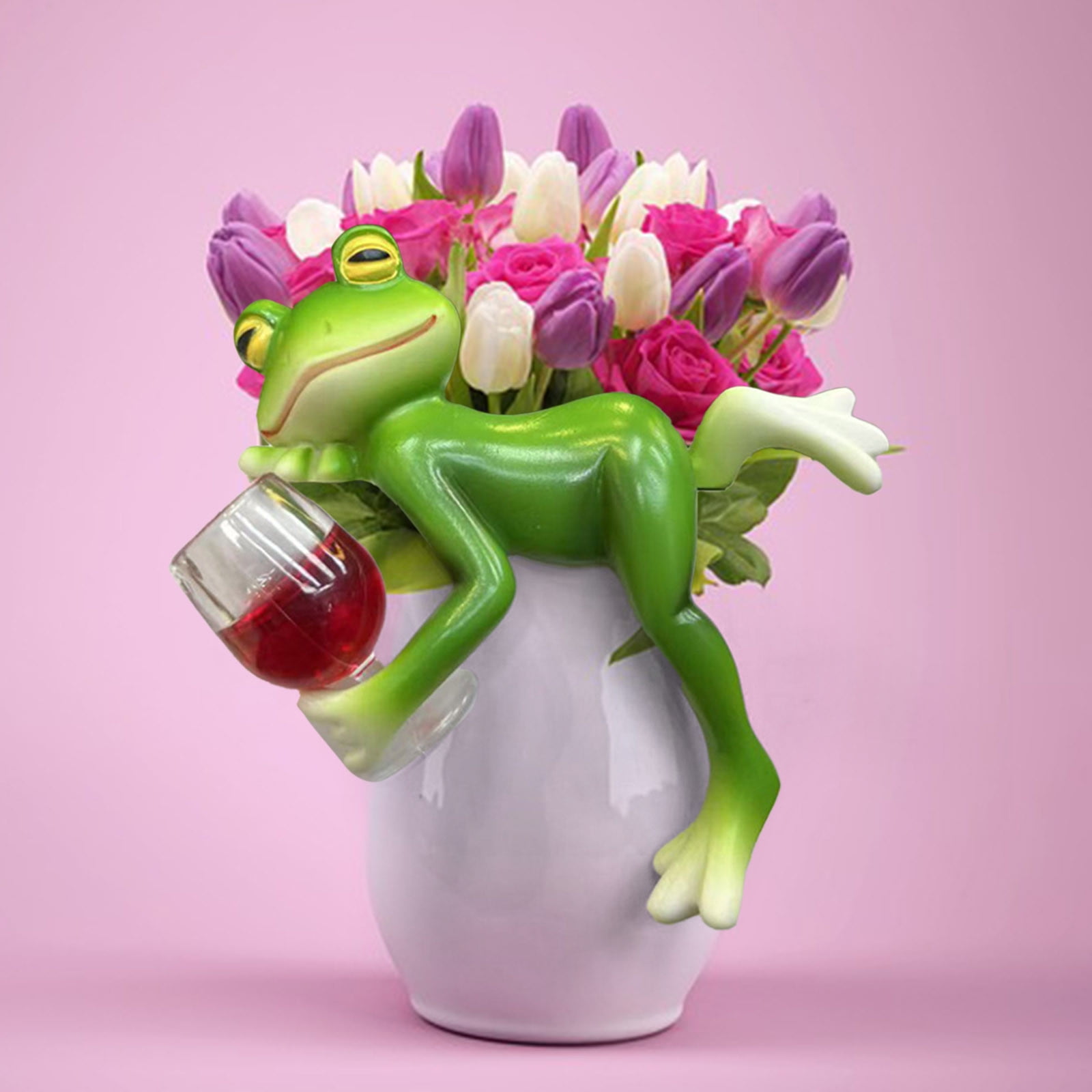 Funny Drinking Frog Statue, Flower Pot Hugger Figurines for Planters ...