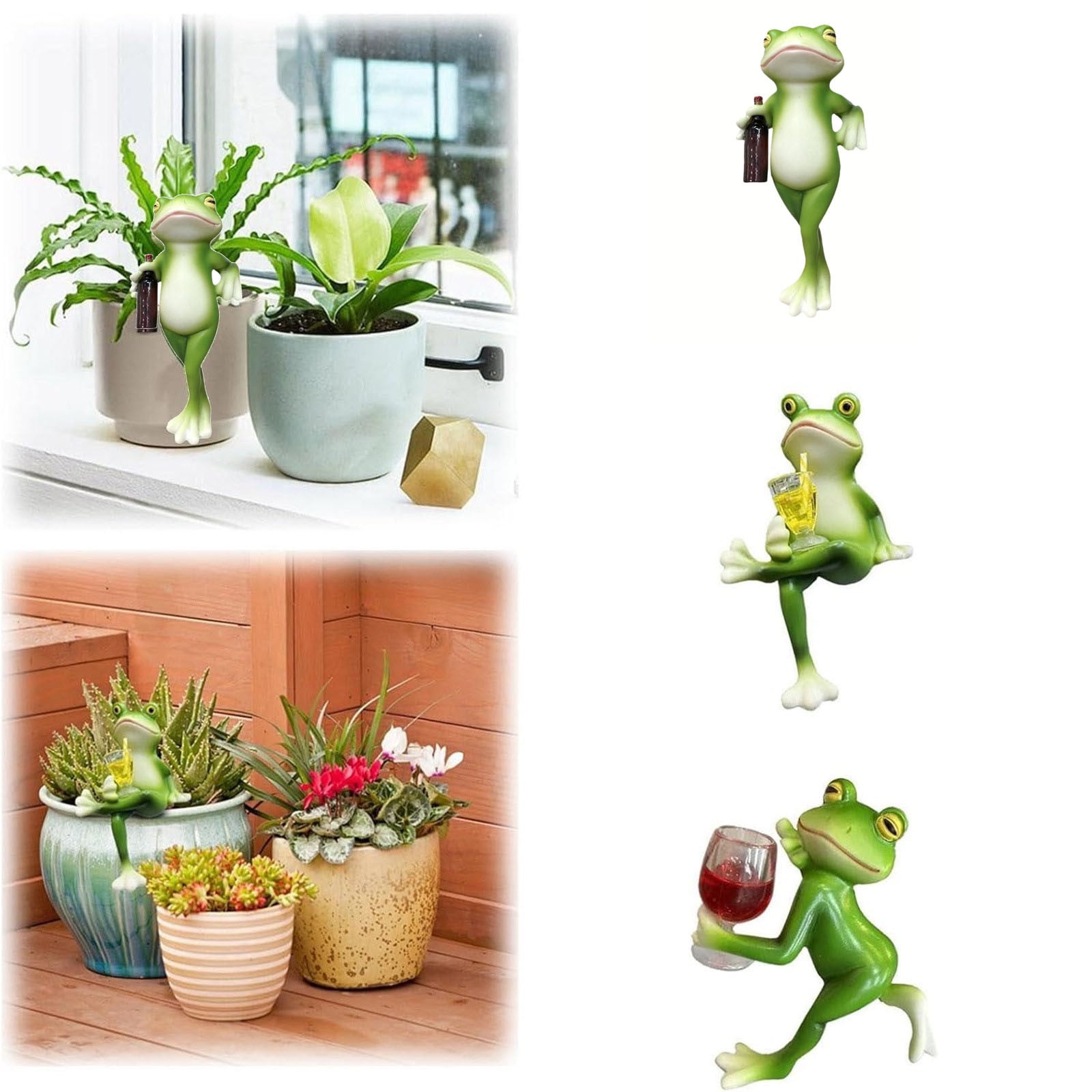 Funny Drinking Frog Statue, Flower Pot Hugger Resin Hanging Frog ...