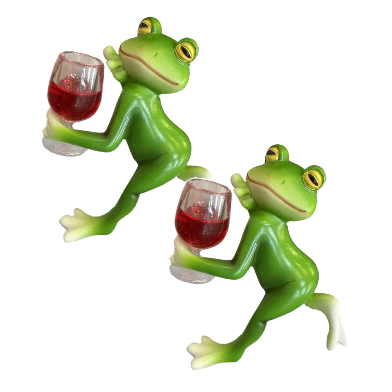 Funny Drinking Frog Statue Flower Pot Hugger Resin Hanging Frog ...