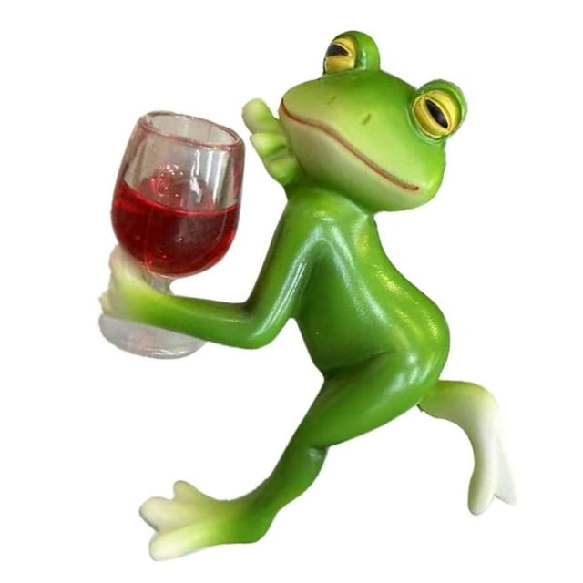 Funny Drinking Frog Statue Flower Pot Hugger Resin Hanging Frog ...