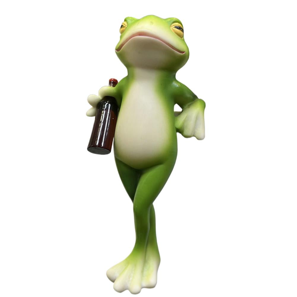Funny Drinking Frog Statue Flower Pot Hugger,Resin Hanging Frog Statue ...