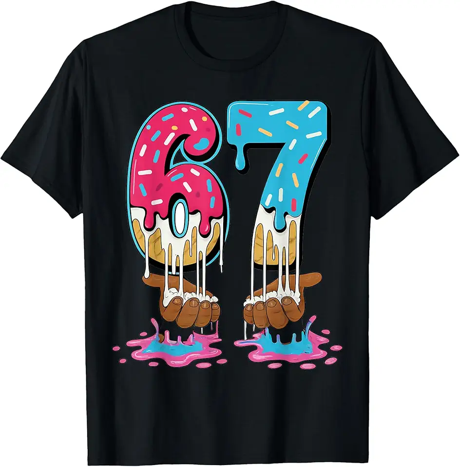 Funny Dripping Glaze Donut Number 67 Unisex Graphic Short Sleeve T ...