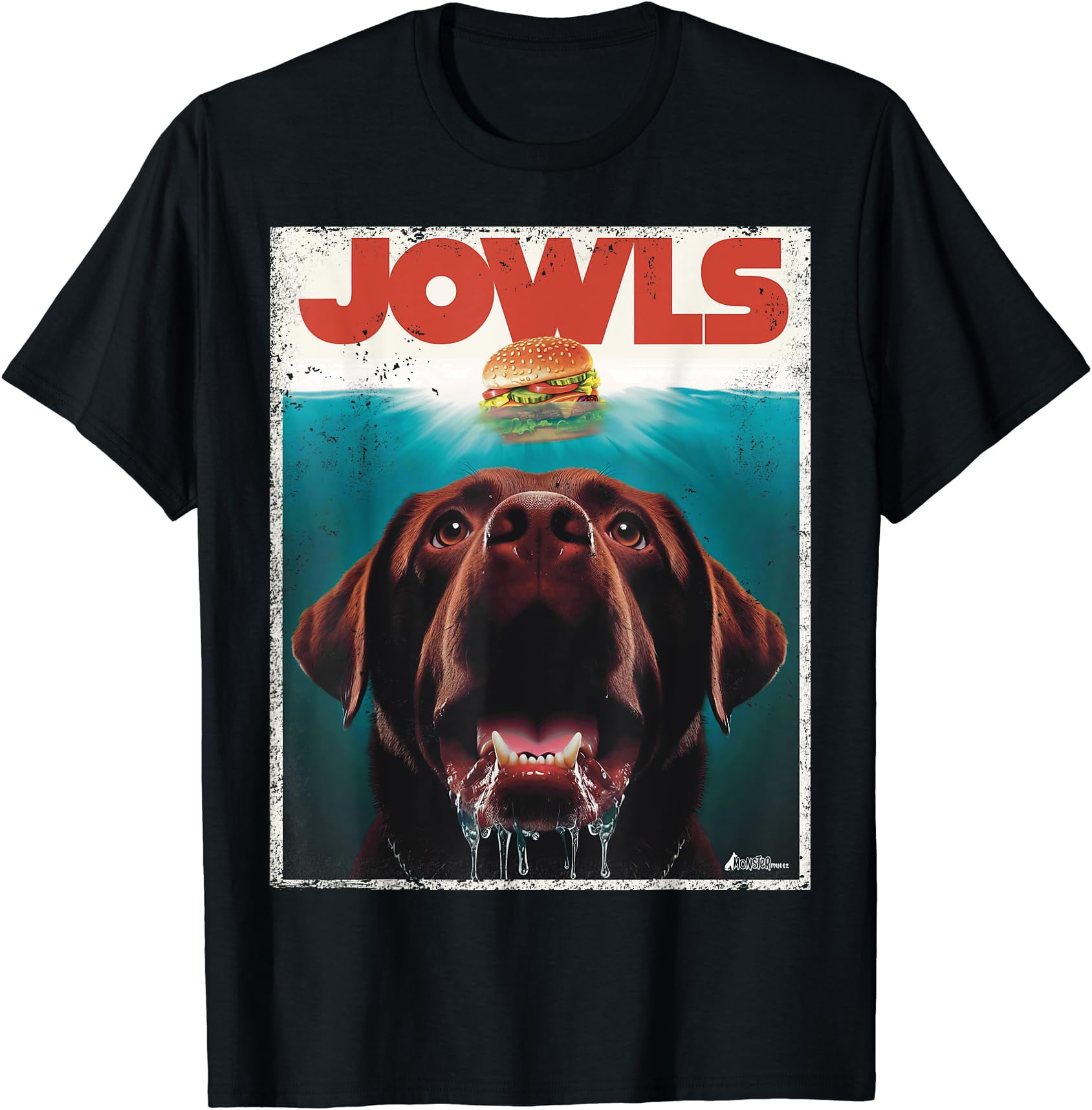 Funny Drooling Labrador Jowls Dog Hamburger T-Shirt for Dog Mom Dad ...