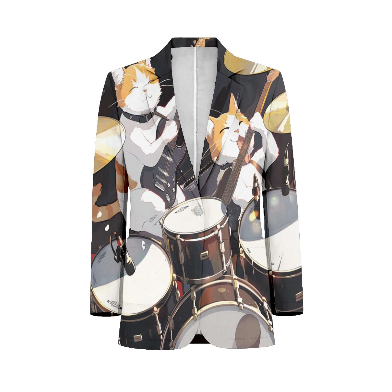 Funny Drummer Cat Drums Mens Suits Shawl Collar Slim Fit Suit Mens ...
