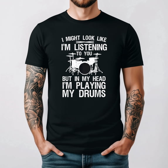Funny Drummer Design Drumline Drumming Music Band Art Graphic Tee ...