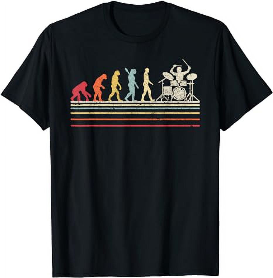Funny Drummer T Shirt. Retro Vintage Evolution Of Man Shirt - Walmart.com