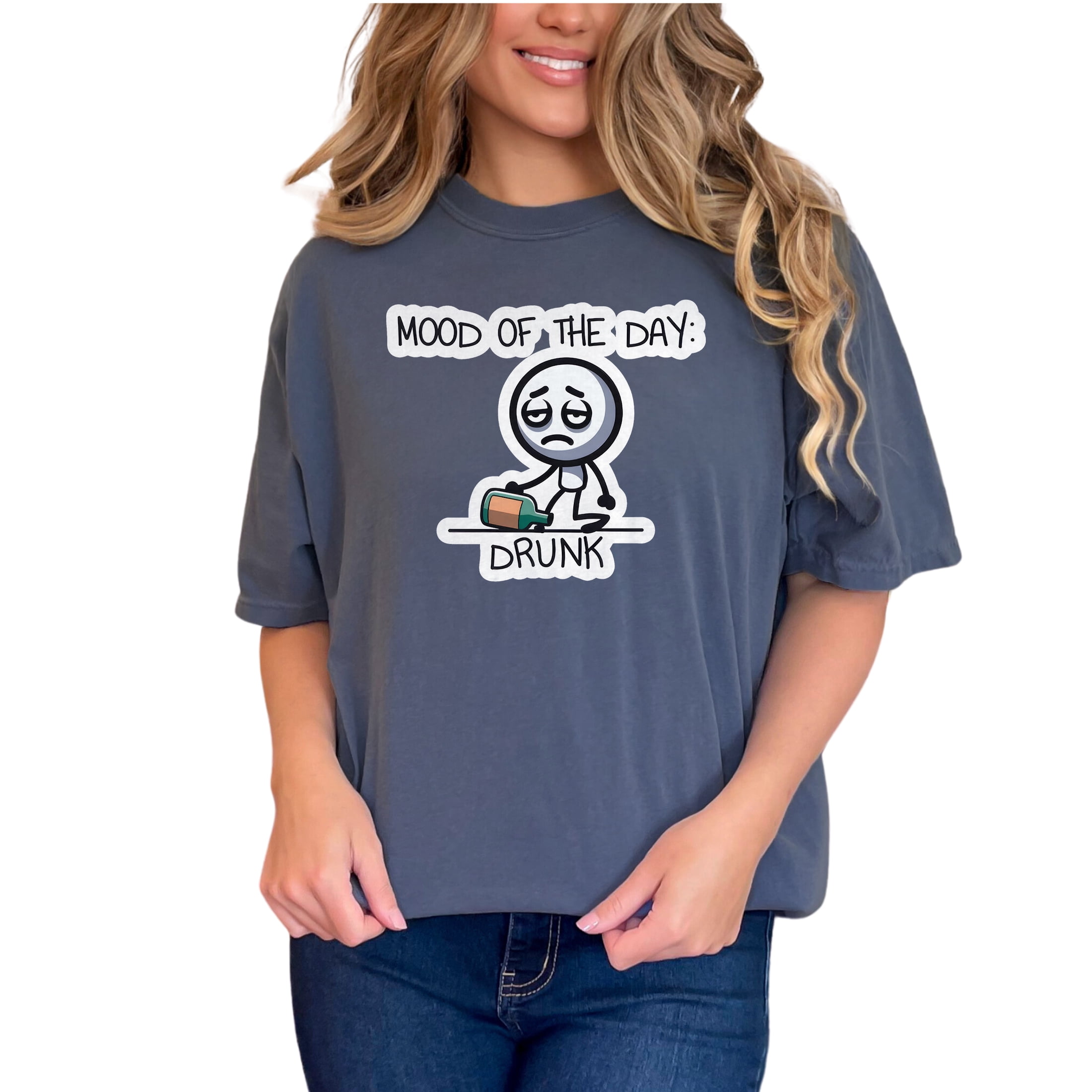 Funny Drunk Mood T-Shirt, Mood of the Day Graphic Tee, Comical Drinking Shirt, Humorous Tipsy ...