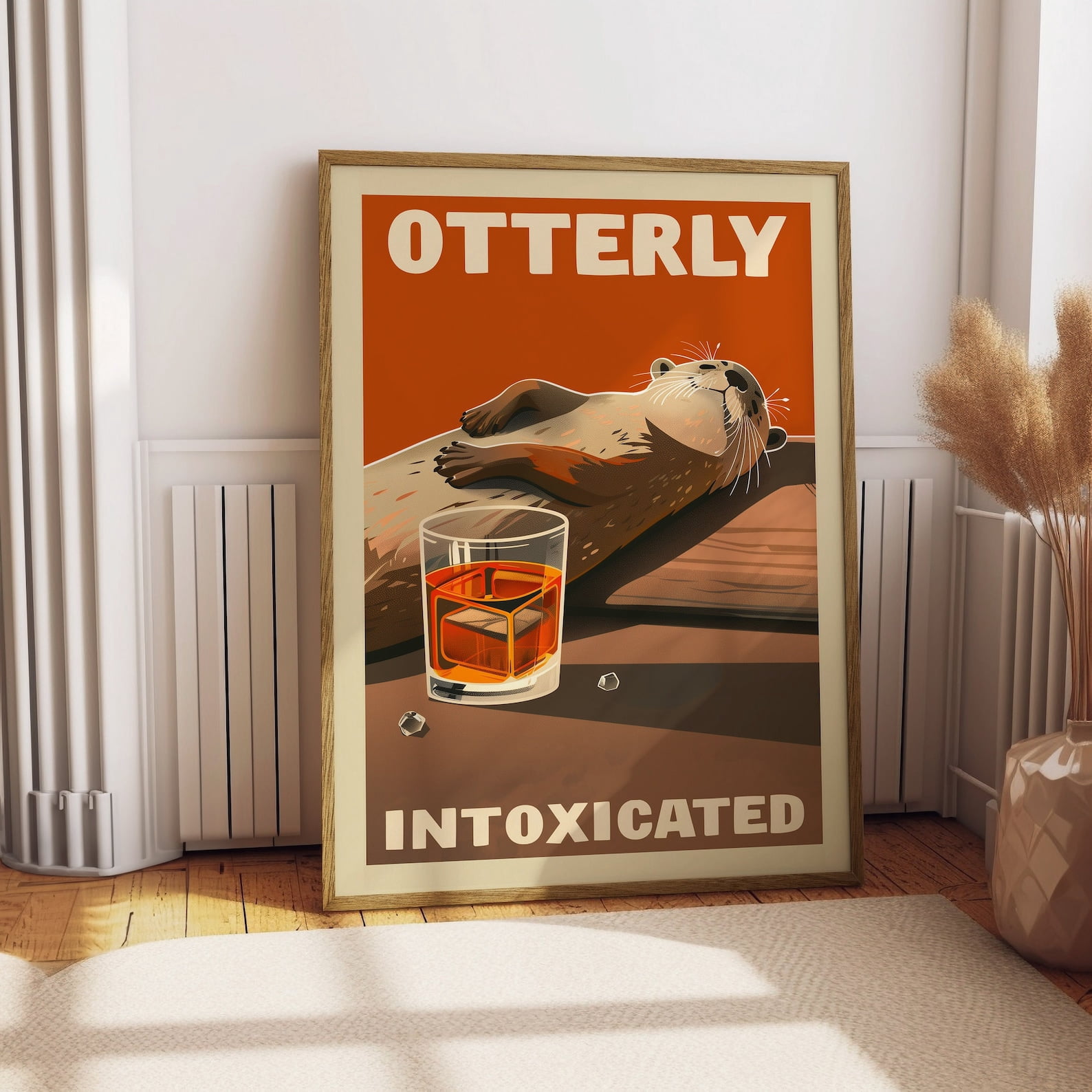 Funny Drunk Otter Print Cute Otter Wall Art Poster Whimsical Animal Pun ...
