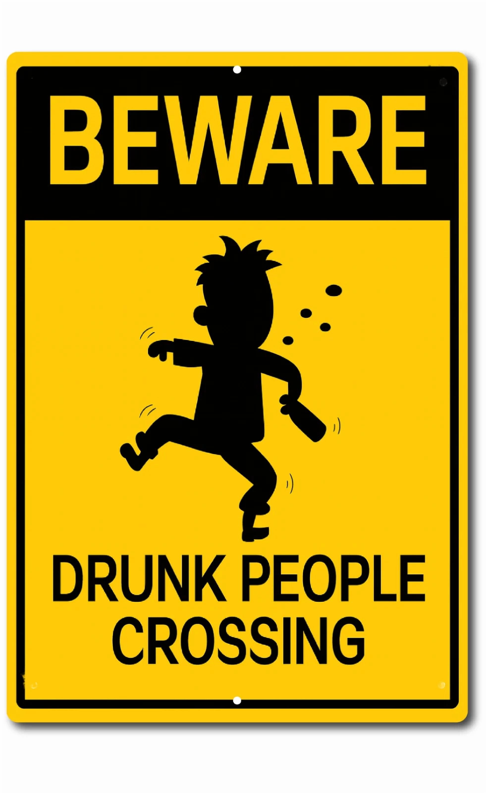 Funny Drunk People Crossing Sign – 8X12 Metal Tin Bar Garage Man Cave ...