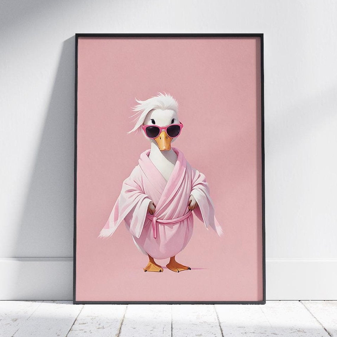 Funny Duck Bathroom Print, Cute Trendy Girly Poster, Aesthetic Bathroom ...