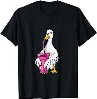 Funny Duck Drinking Bubble Boba Milk Tea Boba Tea Lover T-Shirt ...