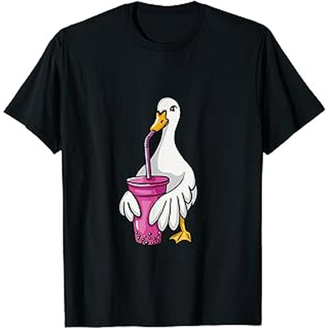 Funny Duck Drinking Bubble Boba Milk Tea Boba Tea Lover T-Shirt ...