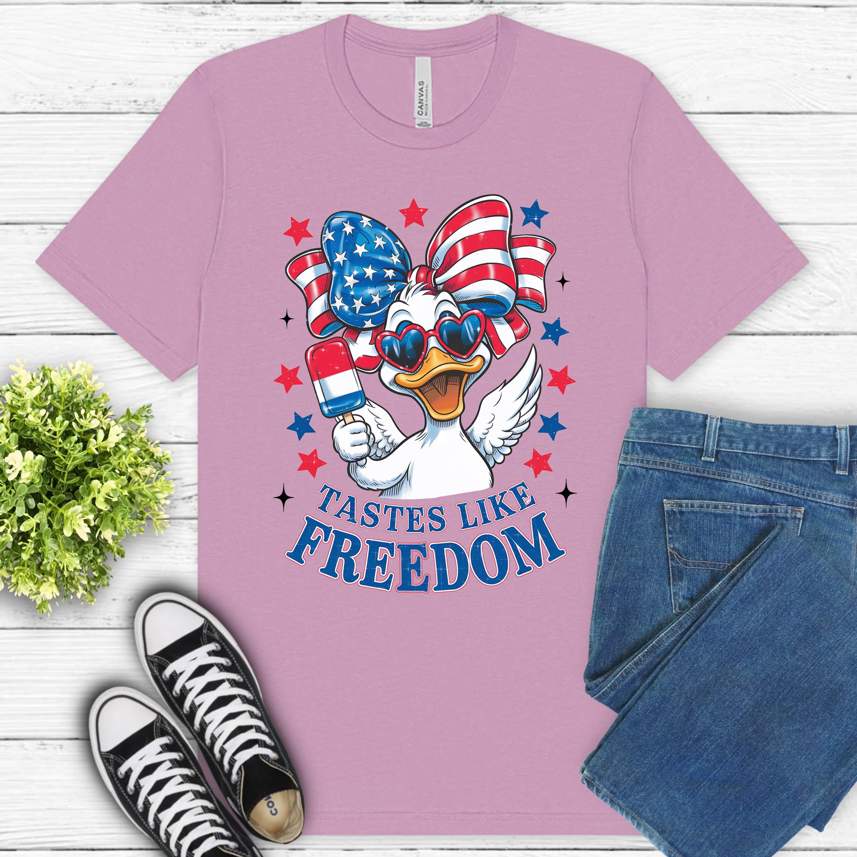 Funny Duck Tastes Like Freedom T-Shirt, Patriotic Ice Cream Graphic Tee ...