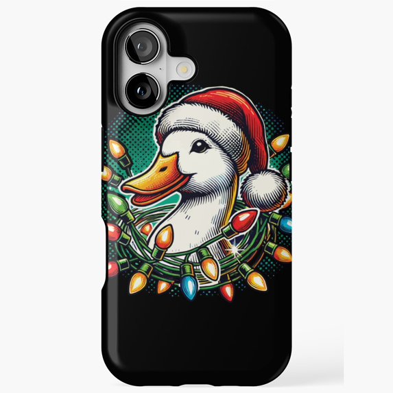 Funny Duck With Christmas Lights Holiday Bird Phone Case with iPhone 17 ...