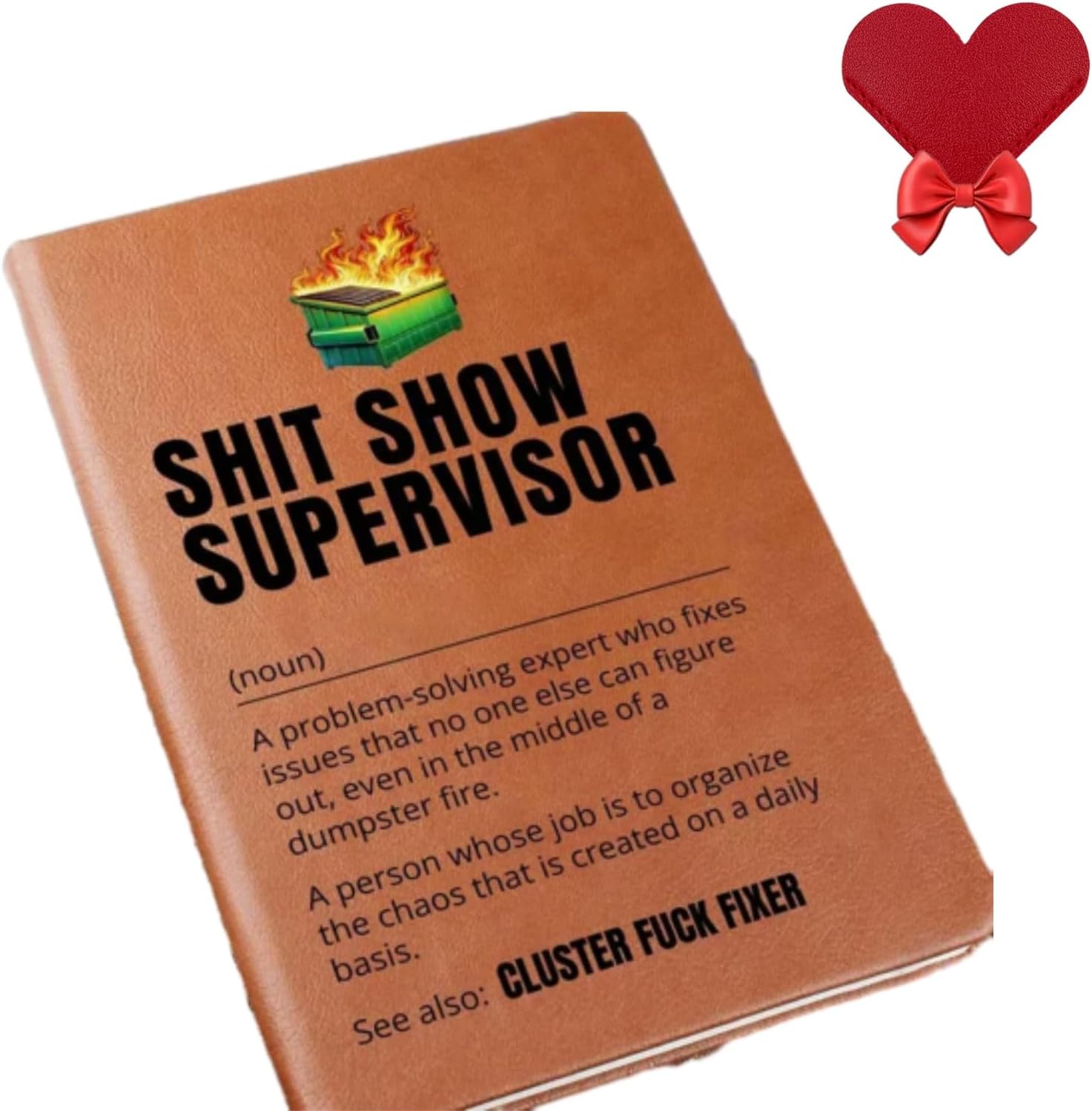 Funny Dumpster Fire Notebook, Personalized Leather Journal Notebook ...