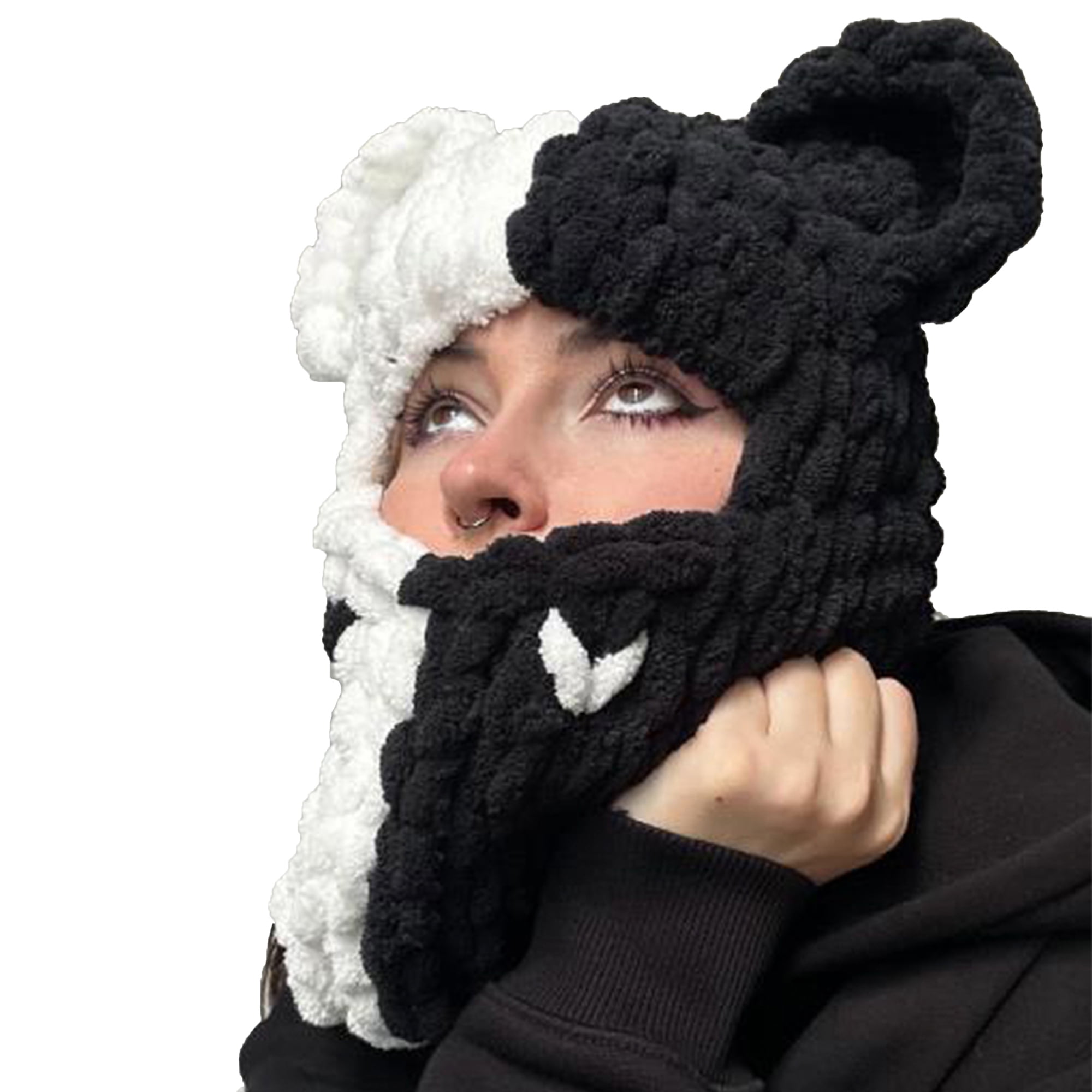 Funny Ears Knitted Hat Beanie Warm Full Face Ski Facewear Caps ...