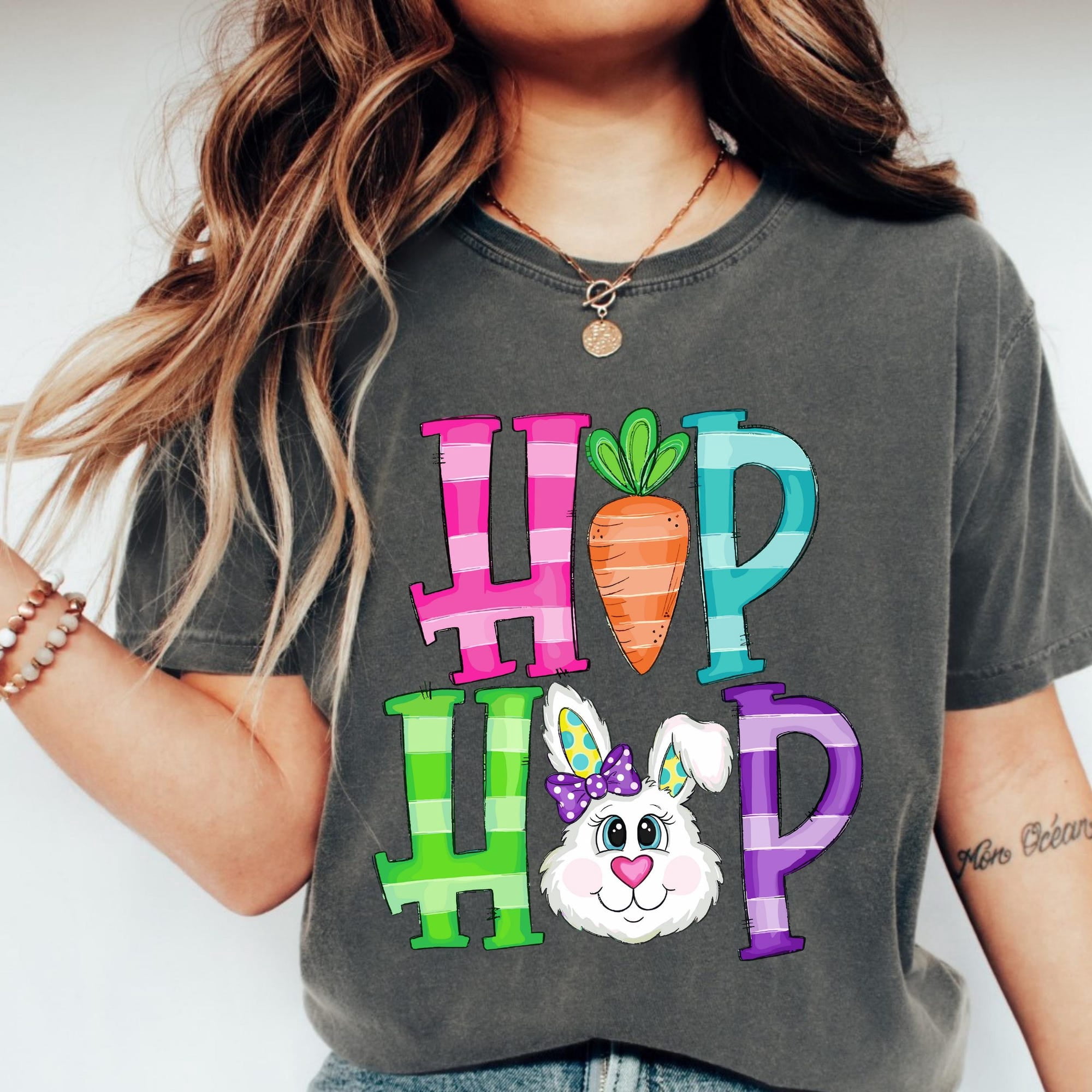 Funny Easter Hip Hop Shirt Bunny And Carrot Typography Design Colorful ...