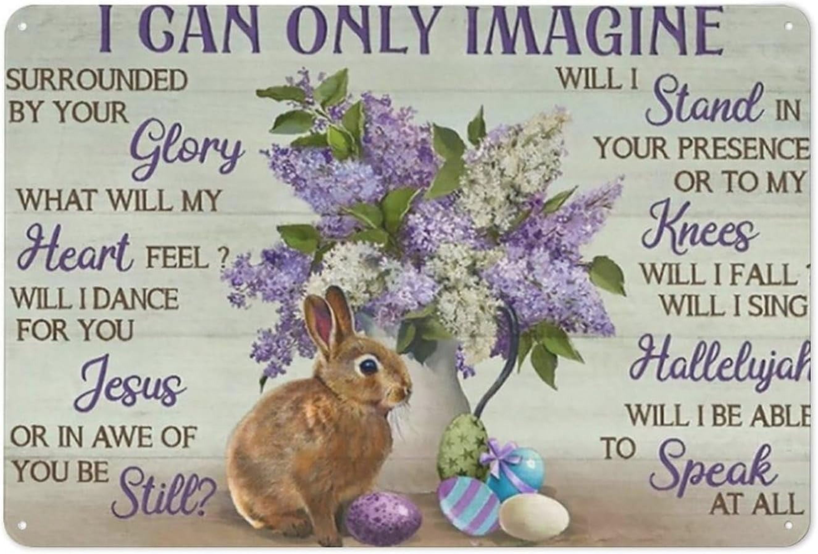 Funny Easter Metal Sign Decor For Shelves Beautiful Purple Flower ...