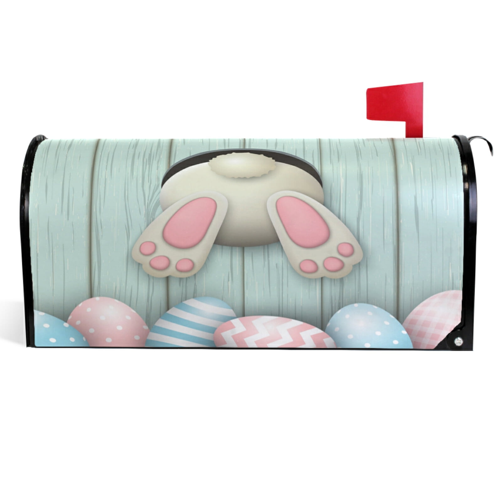 Funny Easter Rabbit Mailbox Cover Cute Eggs Bunny Mailbox Wrap ...