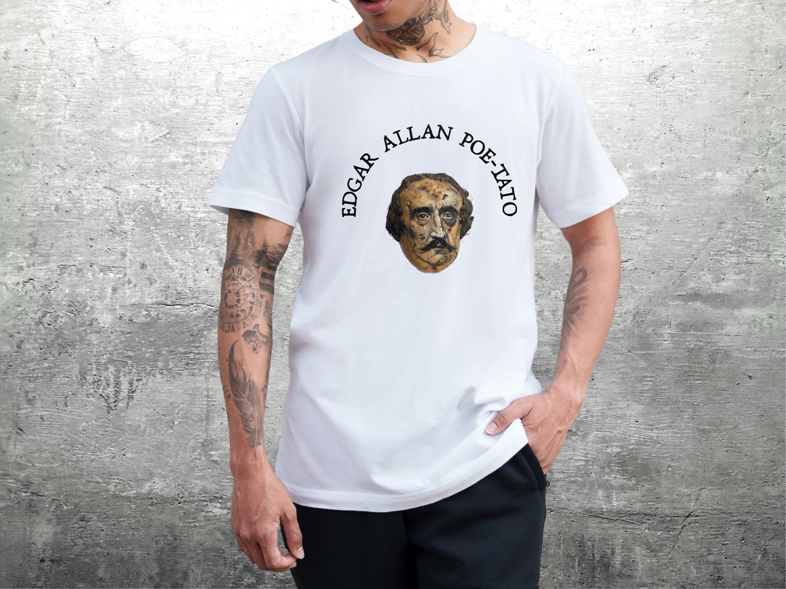 Funny Edgar Allan Poe Shirt, Poe-tato Bella Canvas 3001 T-Shirt, Weird ...