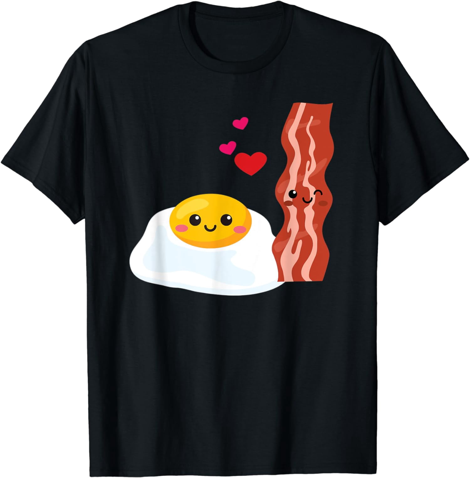 Funny Eggs And Bacon Couple Cute Kawaii Valentines Retro T-Shirt ...