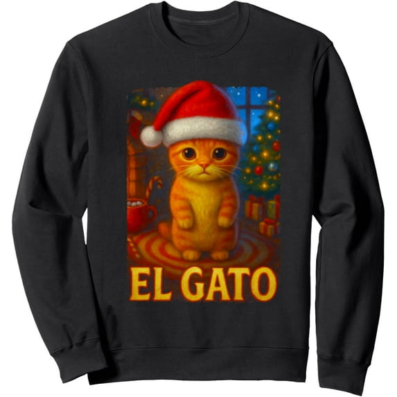 Funny El Gato Christmas Cat Cute Xmas Kitty Meme Sweatshirt - Walmart.com
