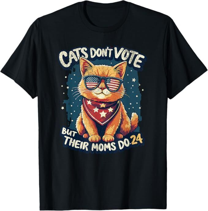 Funny Election Cat Bandana wearing USA glasses Cat mom Unisex T-Shirt ...