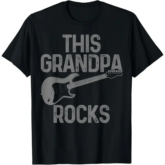 Funny Electric Guitar Rocker Men Gift for Grandpa Graphic Short Sleeve ...