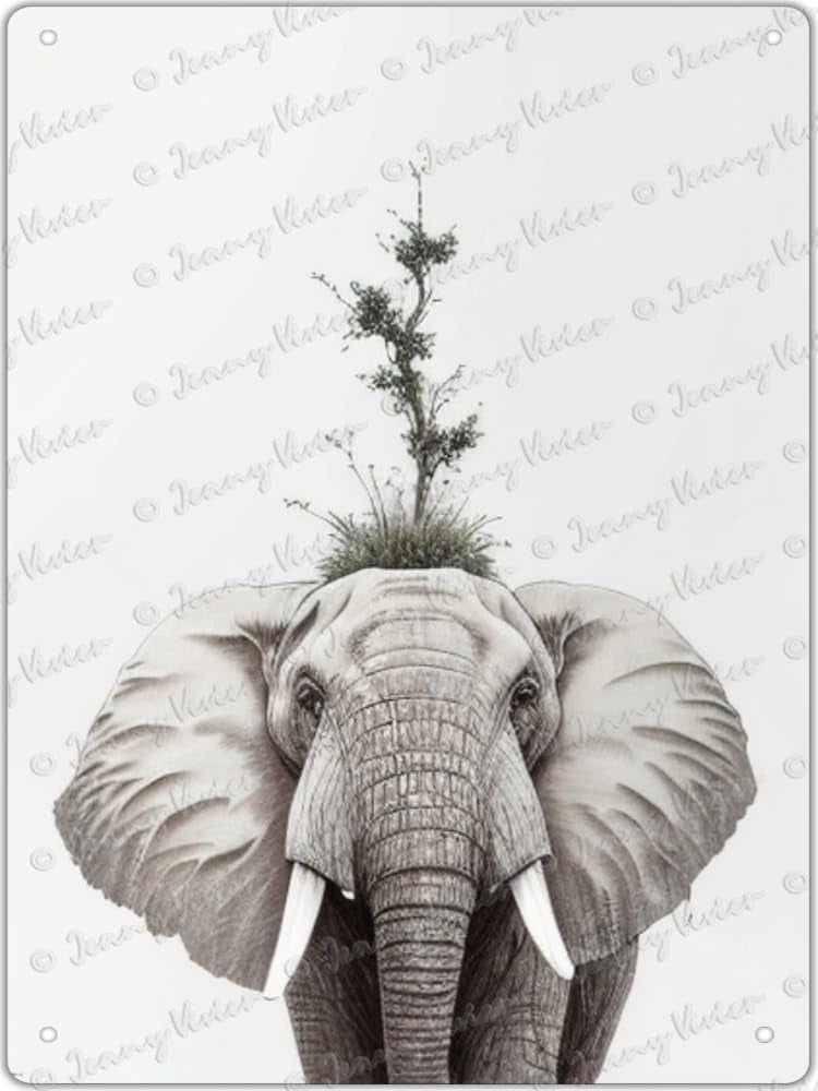 Funny Elephant Tin Sign, Safari Animal Nursery Wall Decor, Woodland ...