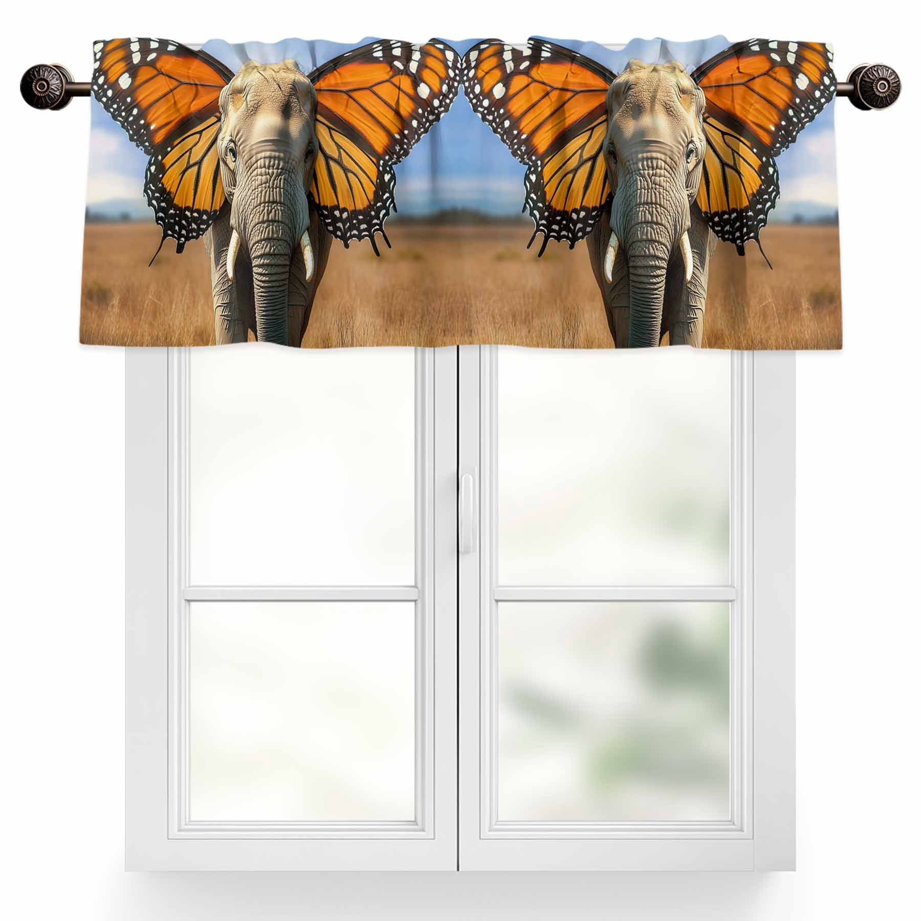 Funny Elephant Valances for Windows Elephant with Butterfly Ears ...