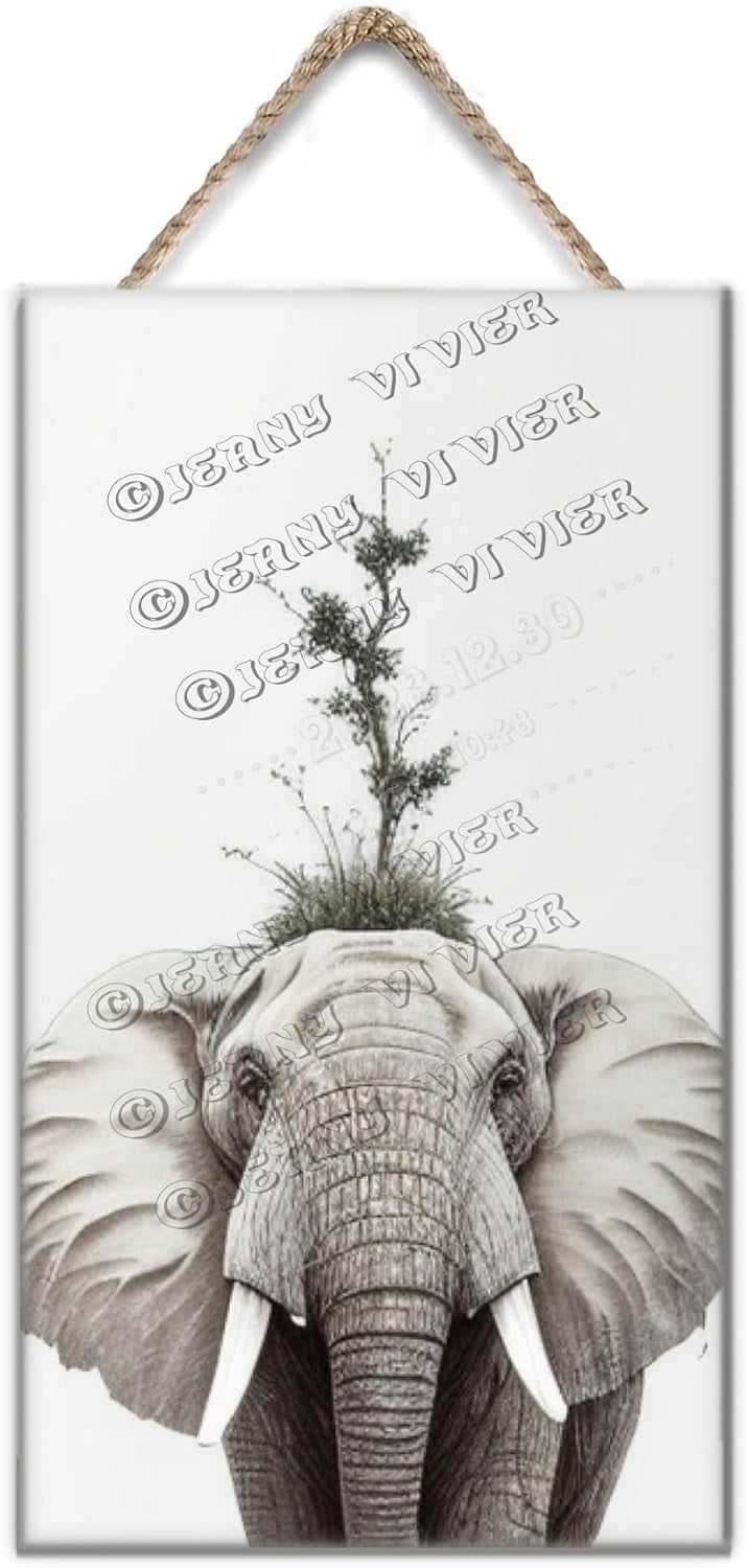 Funny Elephant Wooden Sign, Safari Animal Nursery Wall Decor, Woodland ...