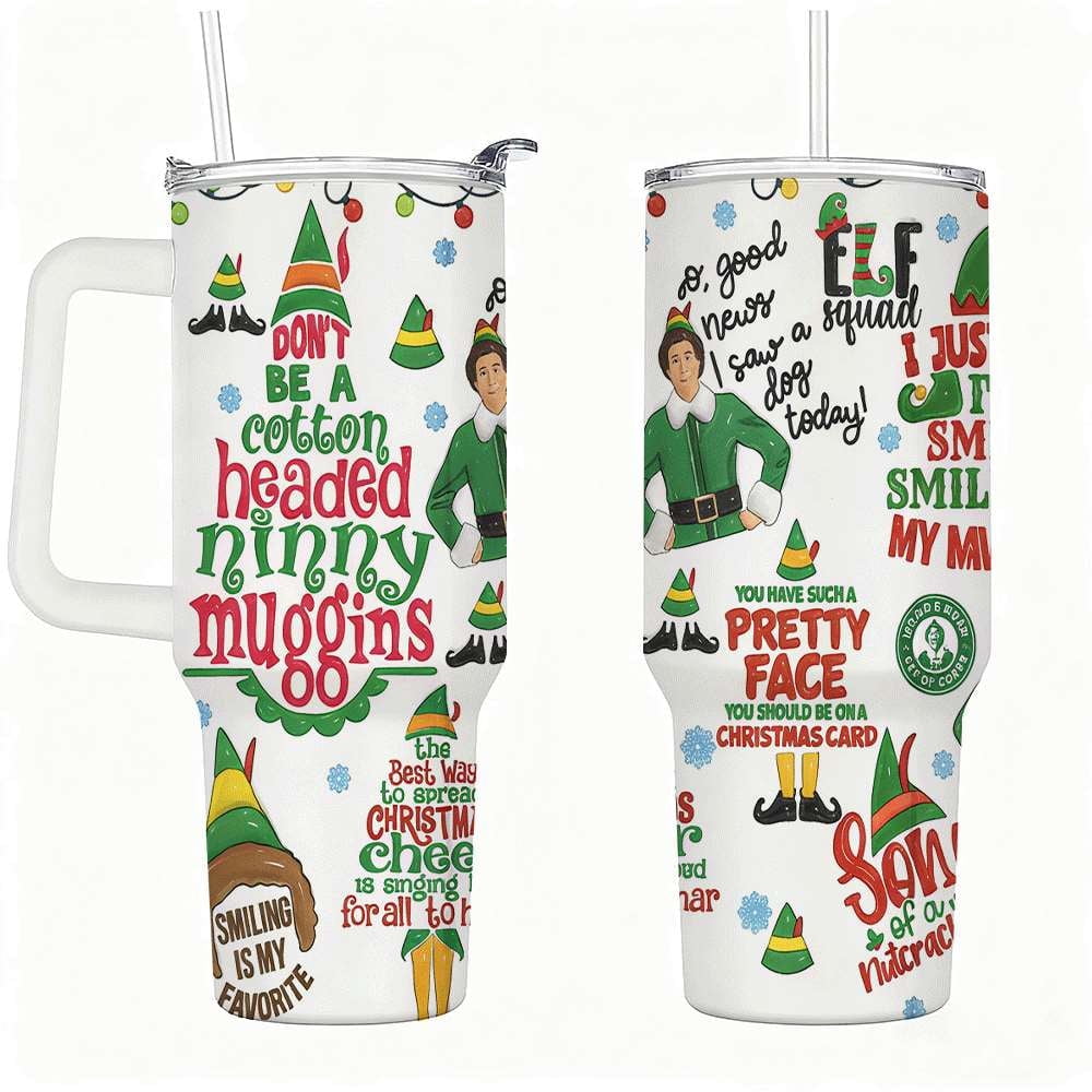 Funny Elf Christmas Insulated Tumbler with Lid and Straw, Holiday Quote ...