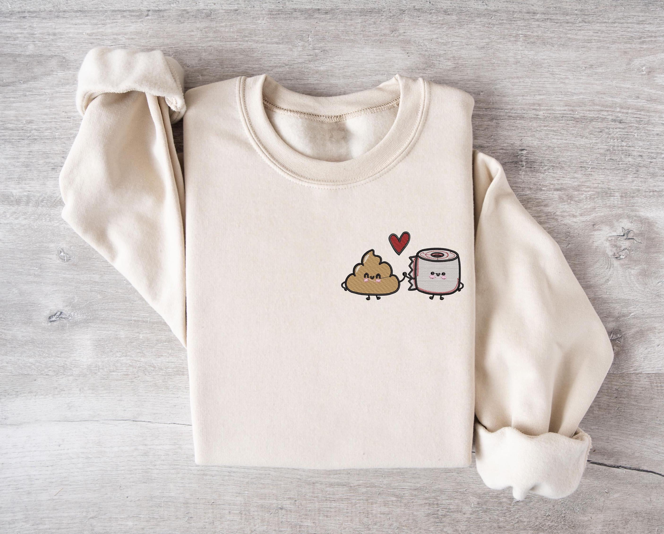 Funny Embroidered Sweatshirt: Kawaii Poop & Toilet Paper - Walmart.com