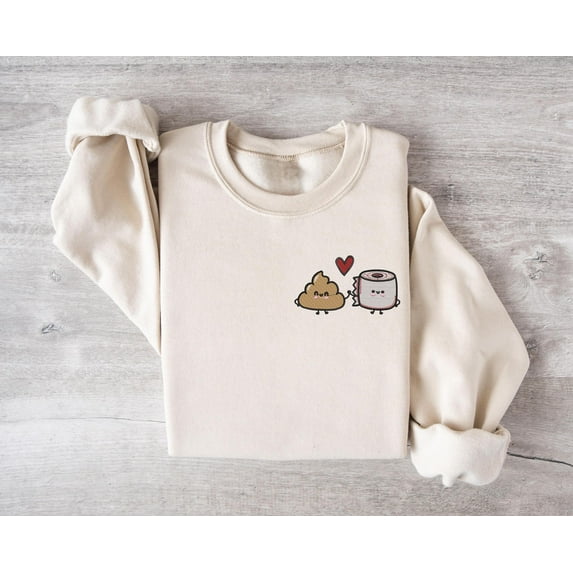 Funny Embroidered Sweatshirt: Kawaii Poop & Toilet Paper - Walmart.com