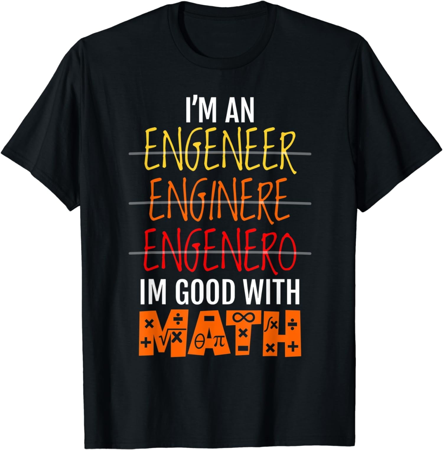 Funny Engineering Gag Good Gift Engineer I'm Good with Math T-Shirt-M ...