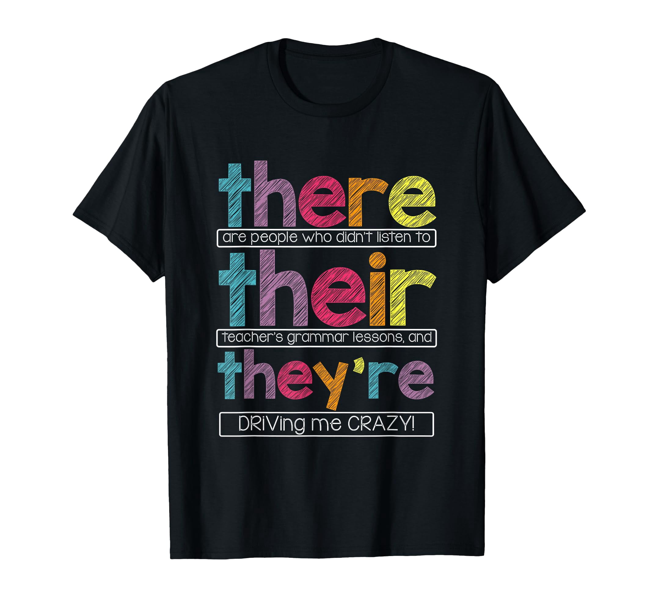 Funny English Grammar Teacher T-Shirt with Colorful Text for Language Enthusiasts - Walmart.com