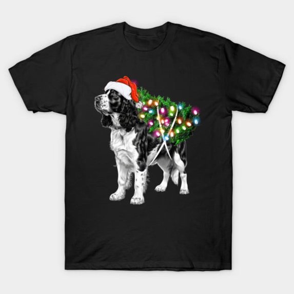Funny English Springer Spaniel Dog Xmas Tree Lighting Christmas Artwork ...