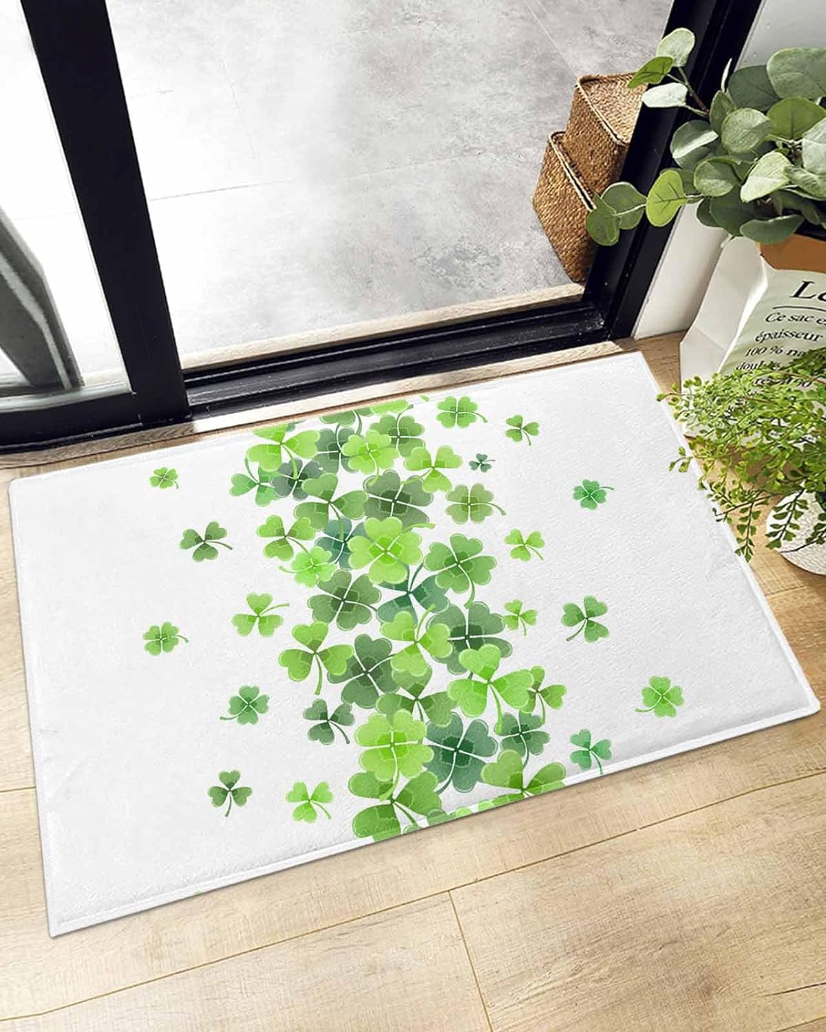 Funny Entryway Front Doormat St. Patrick's Day Shamrock Green Leaves ...
