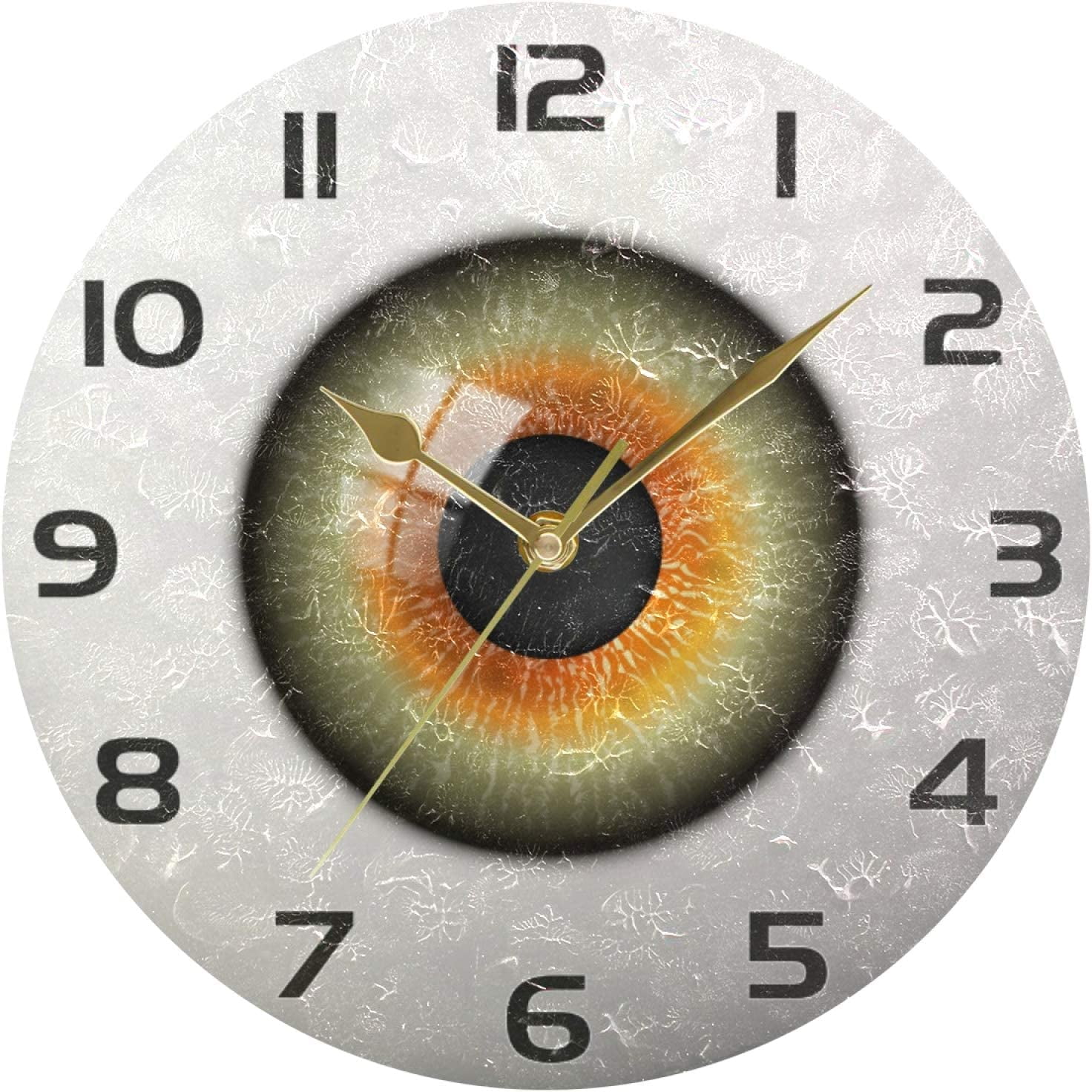 Funny Eyeball Round Wall Clock Mute Living Room Bathroom Kitchen School ...