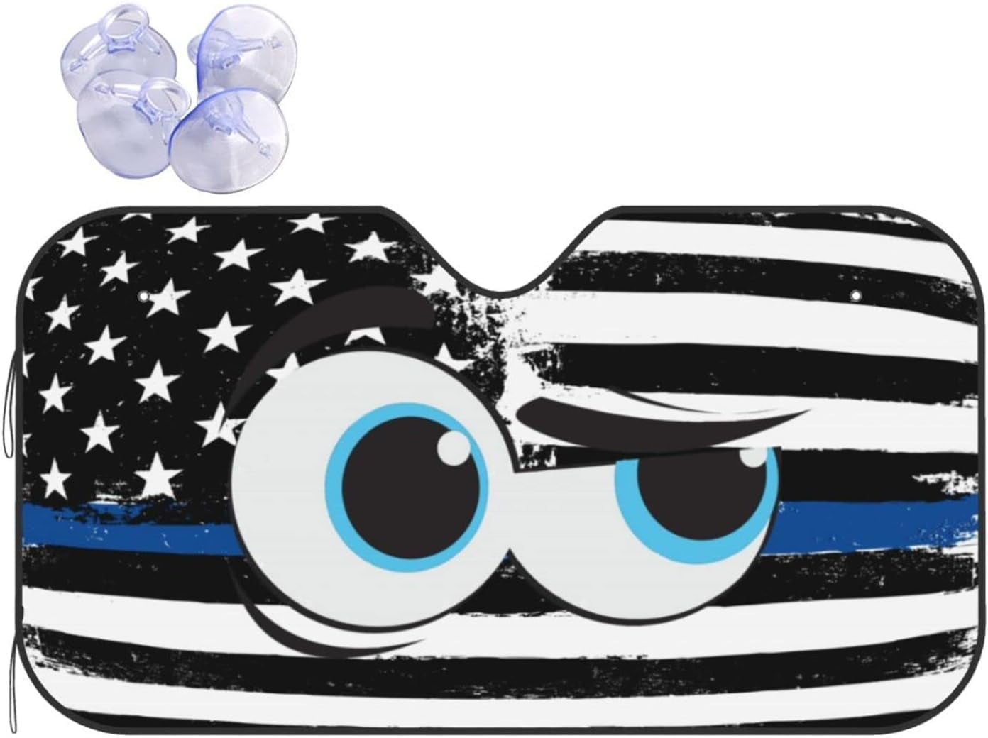 Funny Eyes American Flag Car Sun Shade Front Window Sunshade for Most ...