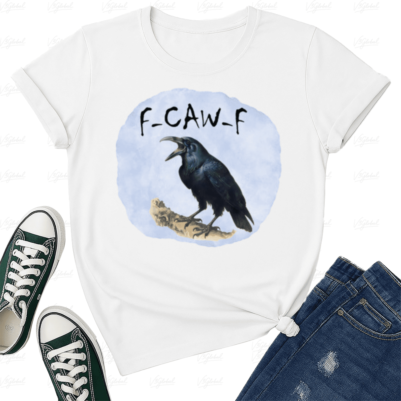 Funny F-Caw-F Black Crow Raven Bird Sarcastic Humor Unisex T-Shirt, up ...