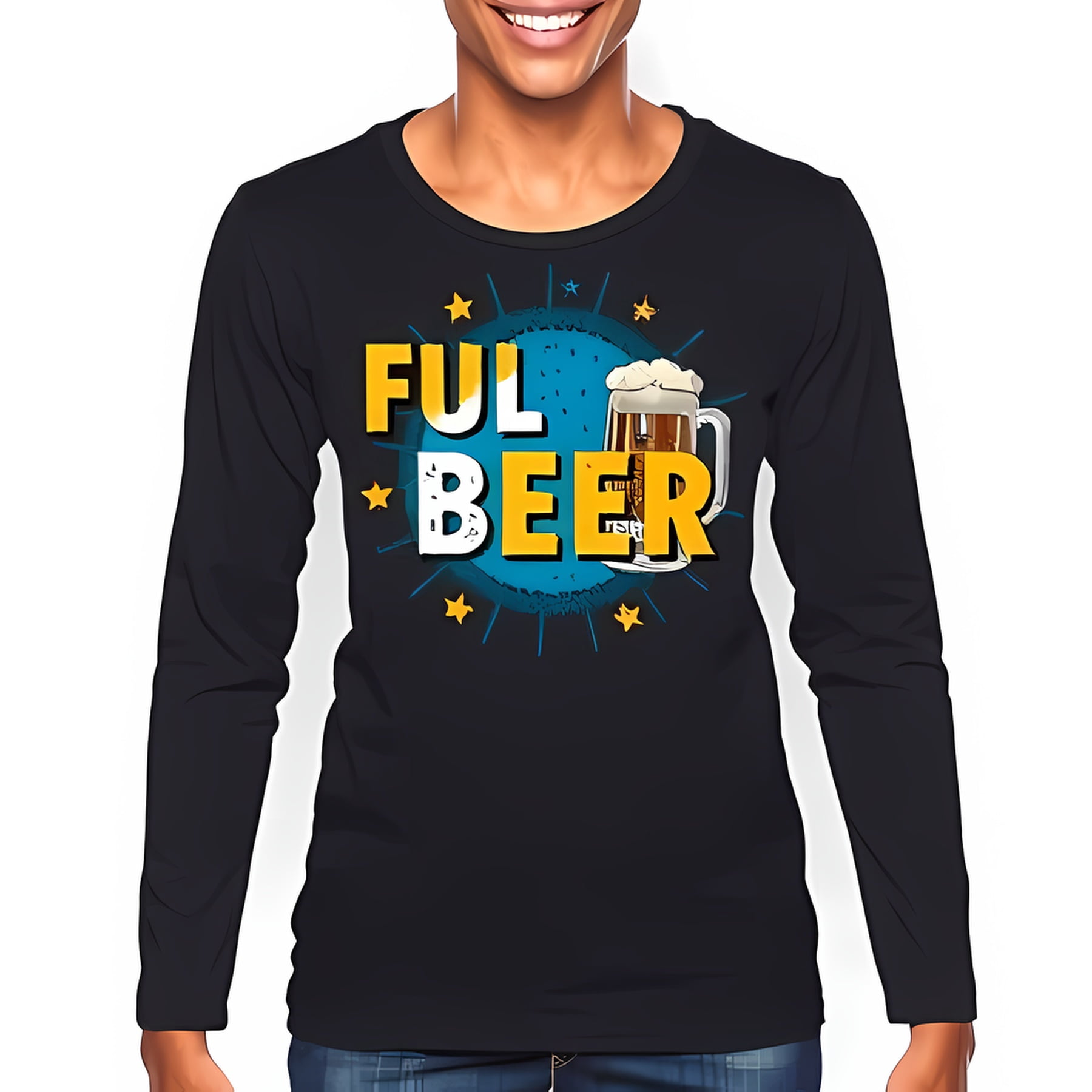 Funny FUL Long Sleeve T-Shirt for Enthusiasts - Navy Blue with Cartoon ...