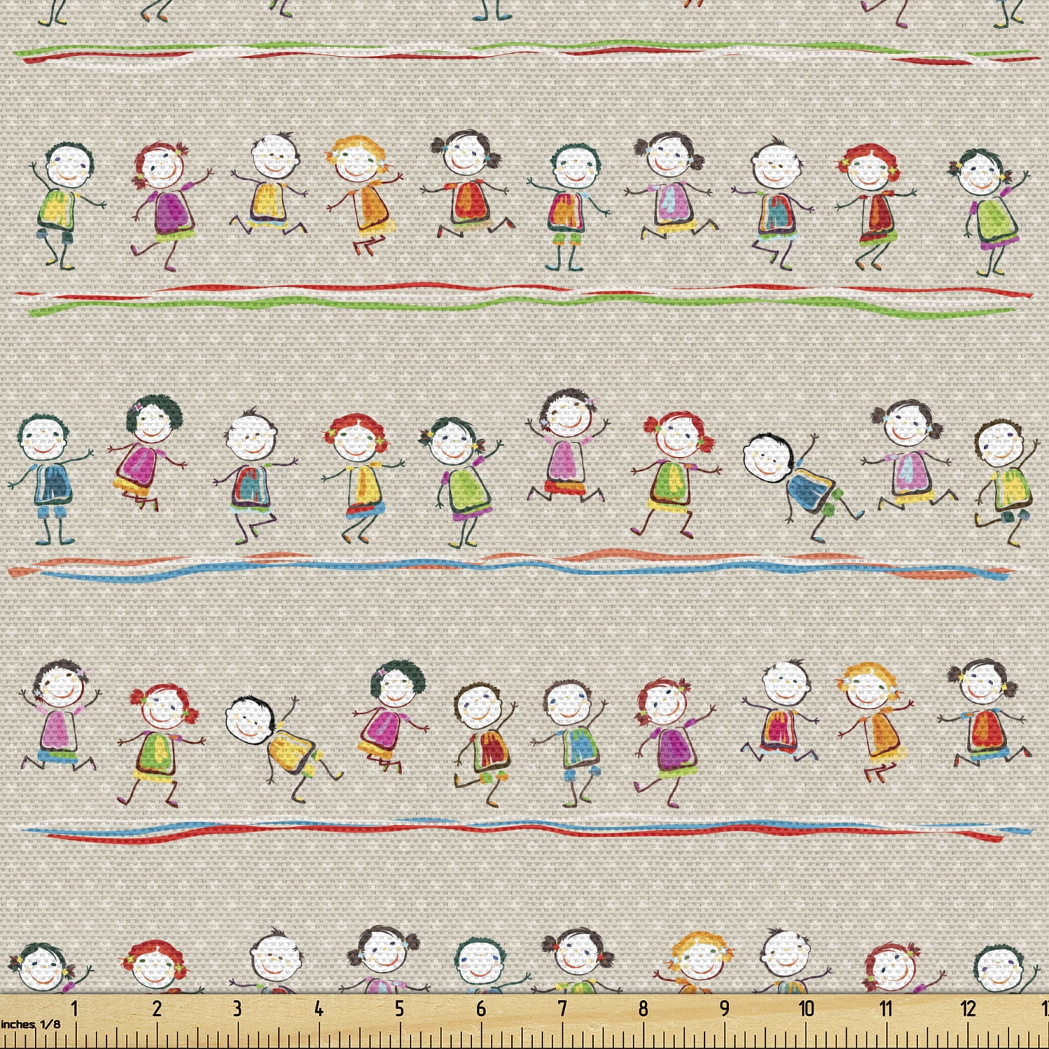 Ambesonne Funny Fabric by the Yard Upholstery, Dancing Girls and Boys ...