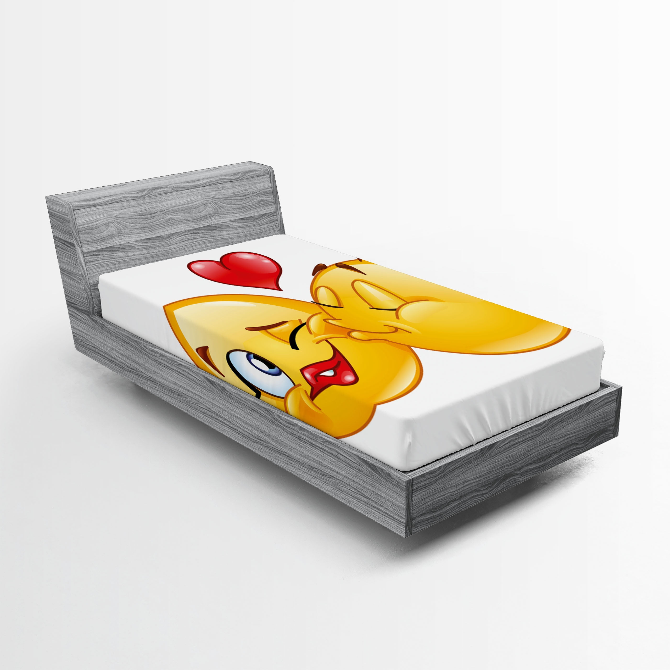 Funny Face Fitted Sheet, Romantic Flirty Loving Smiling Characters ...