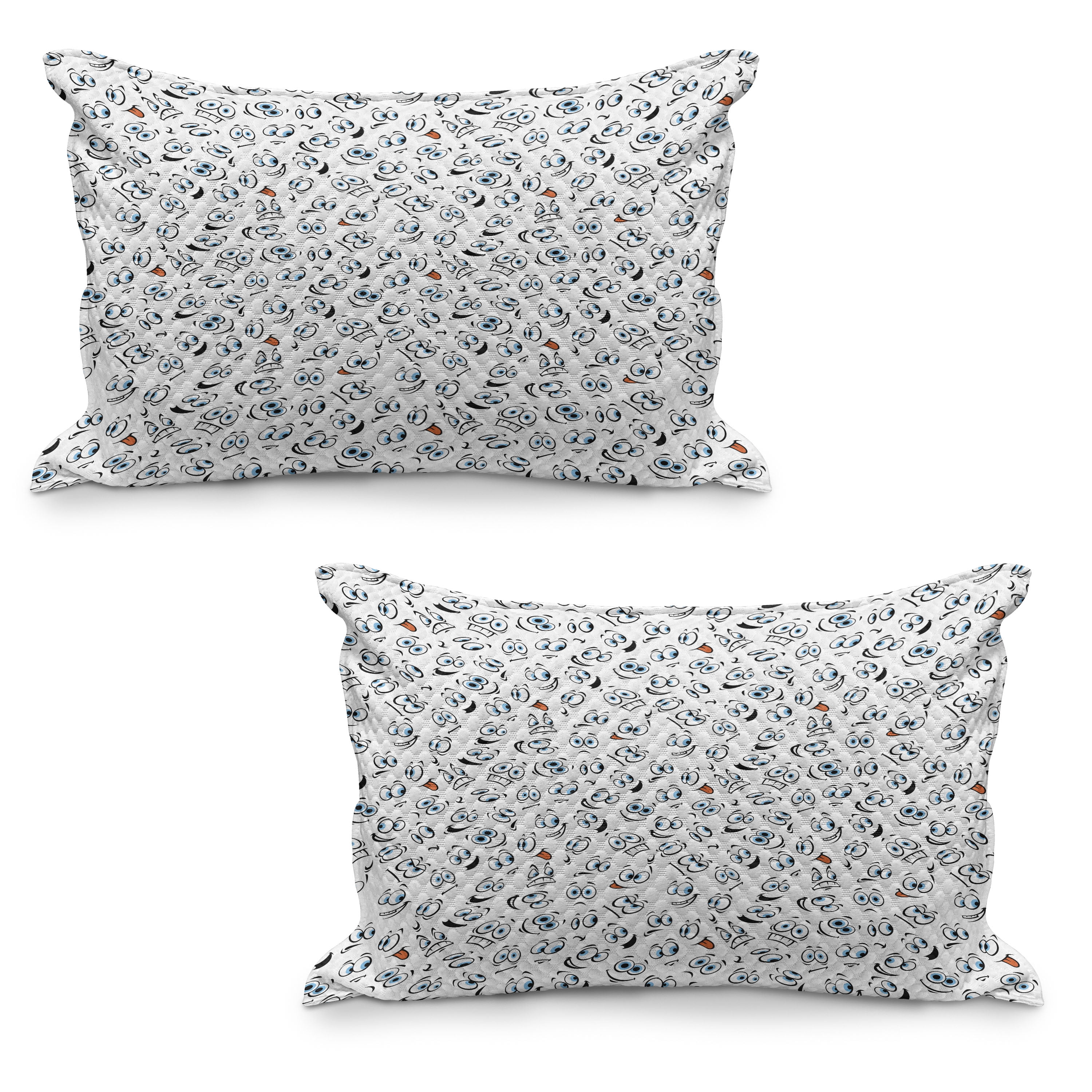 Funny Face Quilted Pillowcover Set of 2, Smiling Surprised Sad Hot ...
