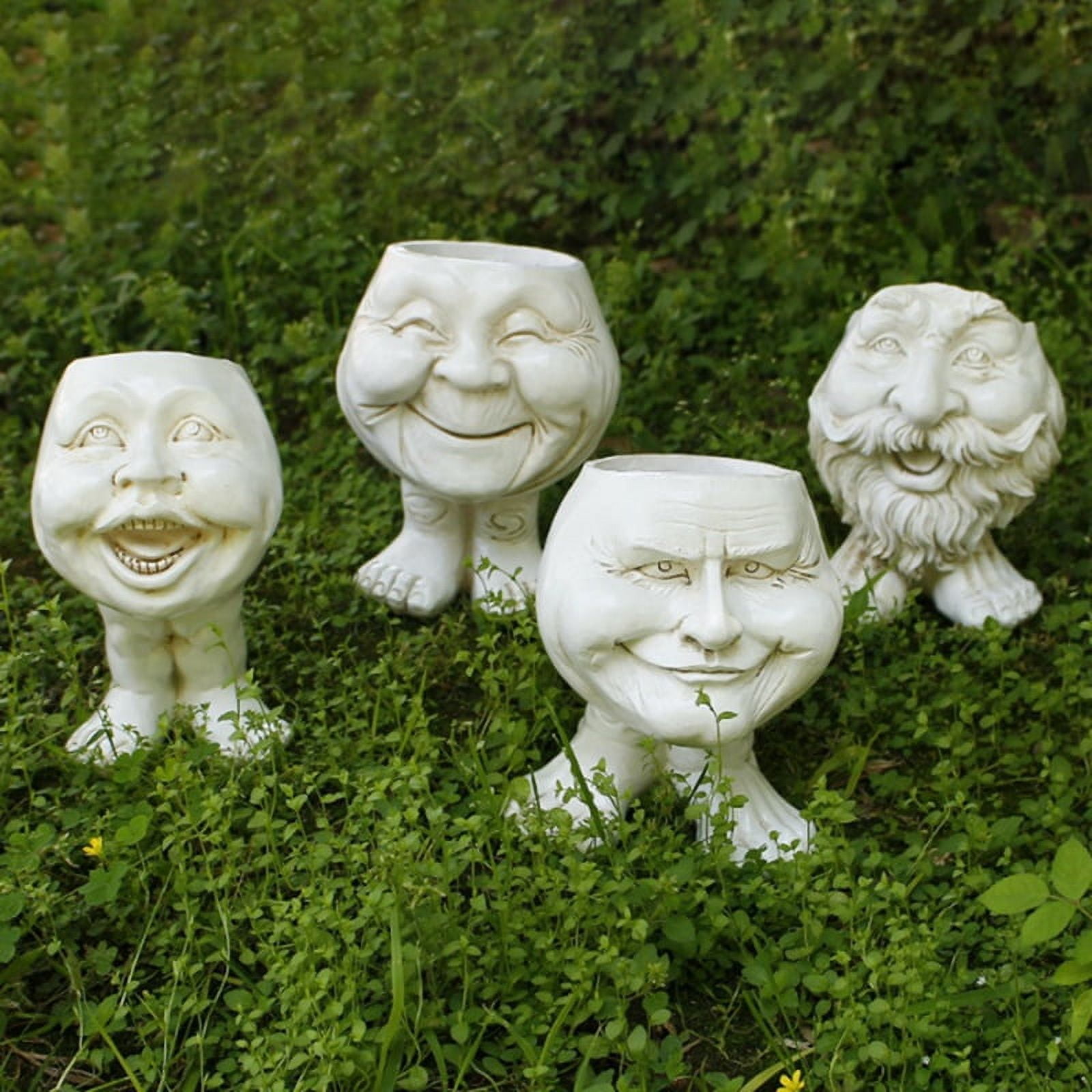 Funny Face Resin Sculpture in Flower Pot with Expression Garden ...