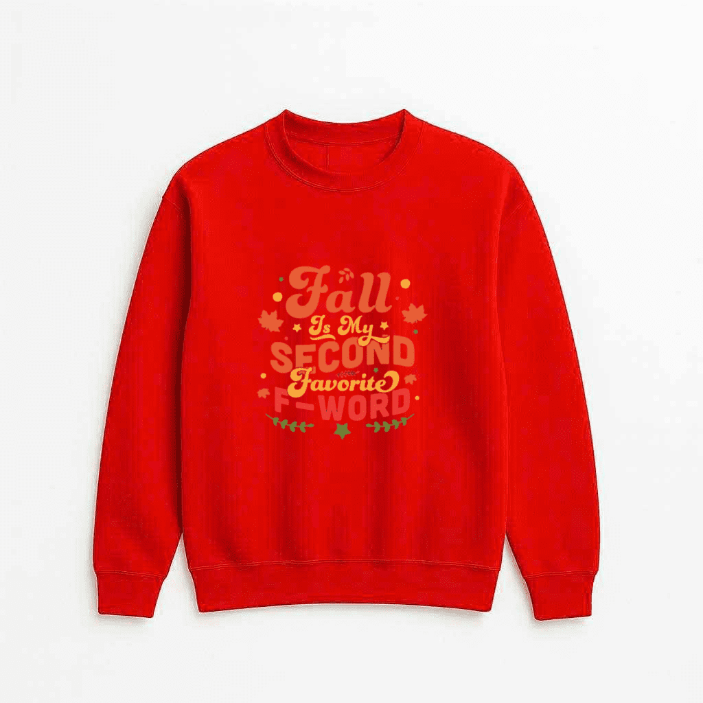 Funny Fall Second Favorite F Word Cozy Autumn Leaves Humor Sweatshirt ...