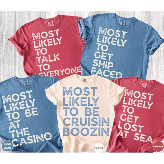 Funny Family Cruise Trip Most Likely Shirts, Group Ship Party T-Shirts ...